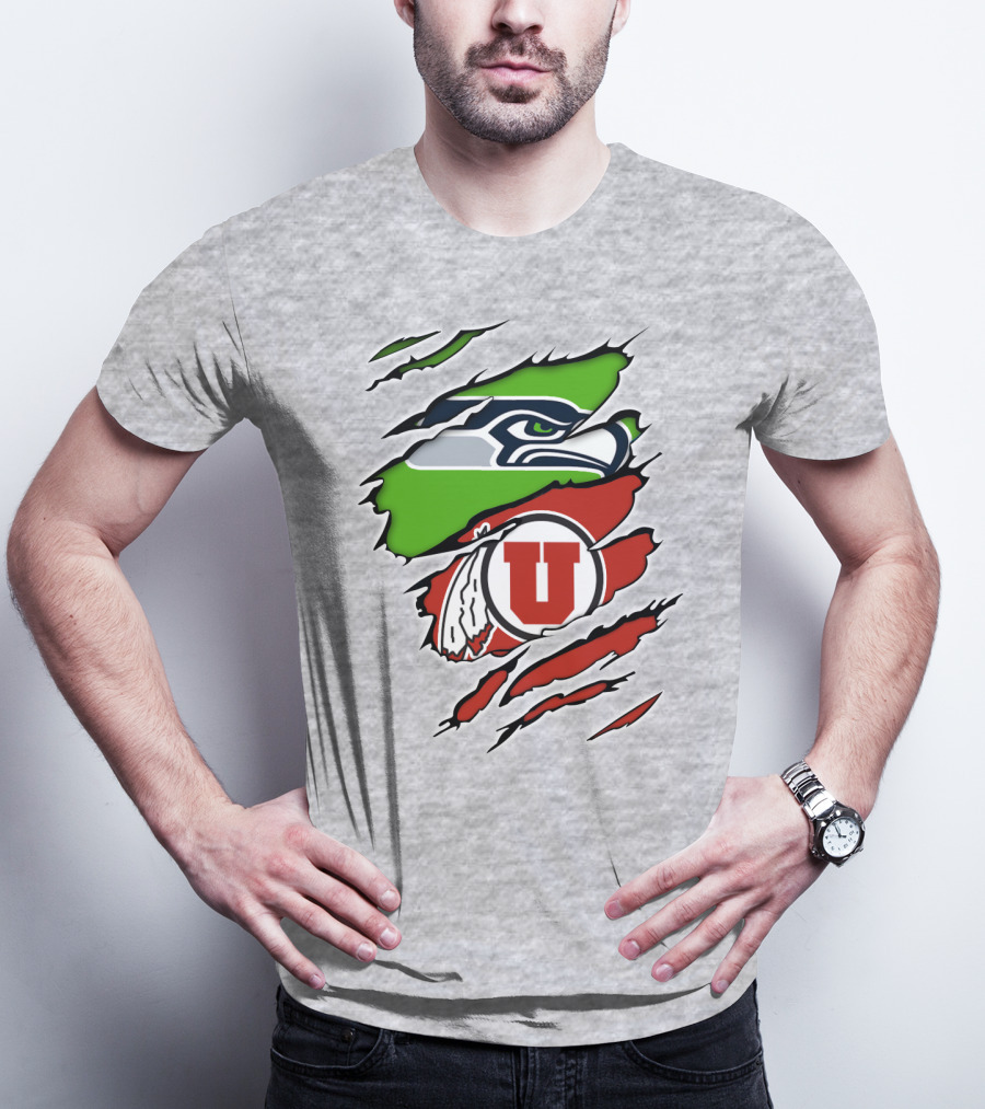Seahawks Utes Claw Slash Emblem Blend T-Shirt
