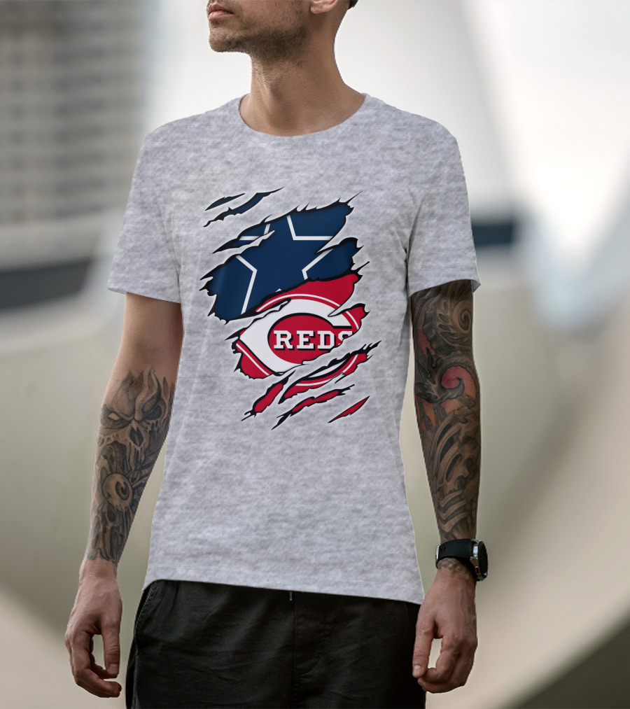 Cowboys Star Reds Logo Ripped T-Shirt