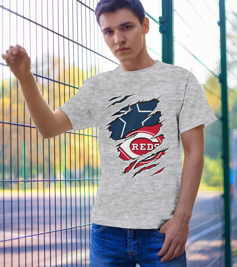 Cowboys Star Reds Logo Ripped T-Shirt