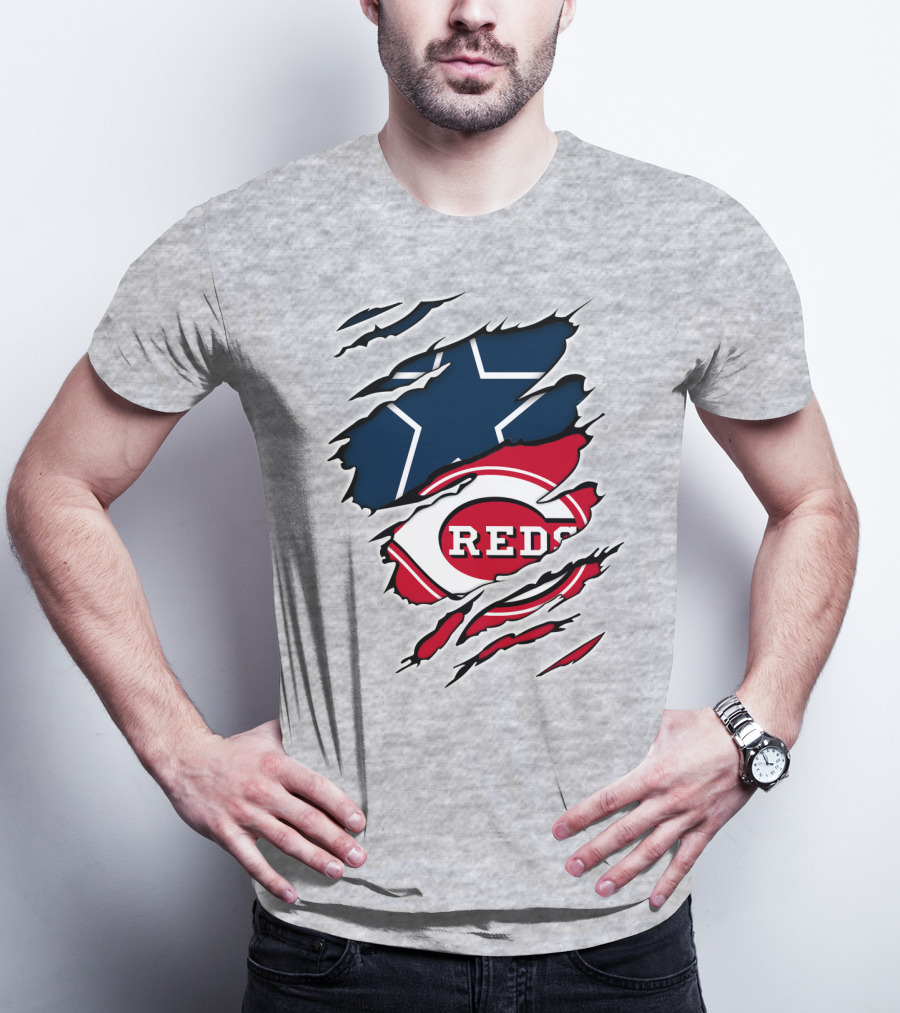 Cowboys Star Reds Logo Ripped T-Shirt