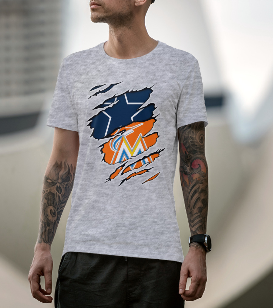 Cowboys Marlins Logo Tear T-Shirt