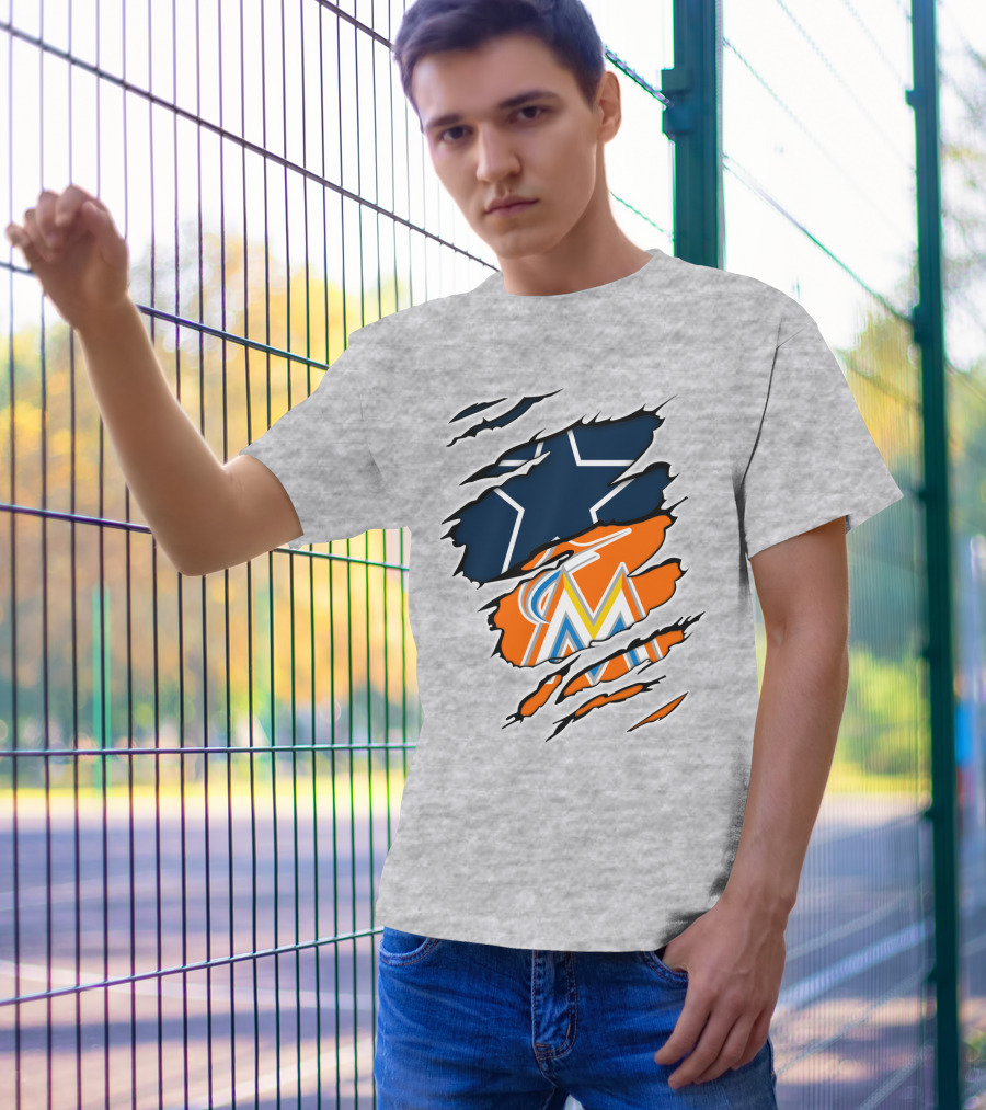 Cowboys Marlins Logo Tear T-Shirt