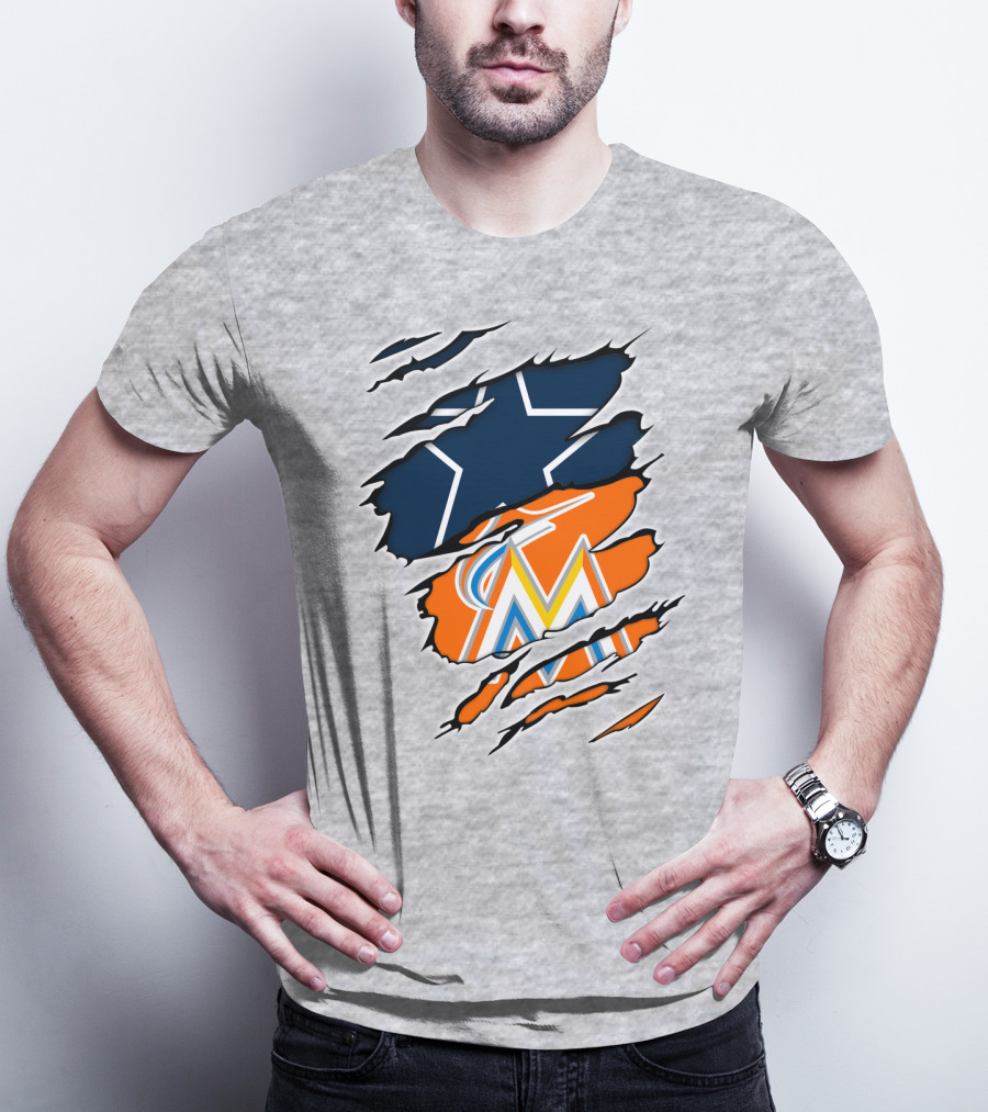 Cowboys Marlins Logo Tear T-Shirt