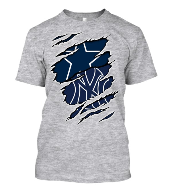 Cowboys Yankees Logos Torn T-Shirt