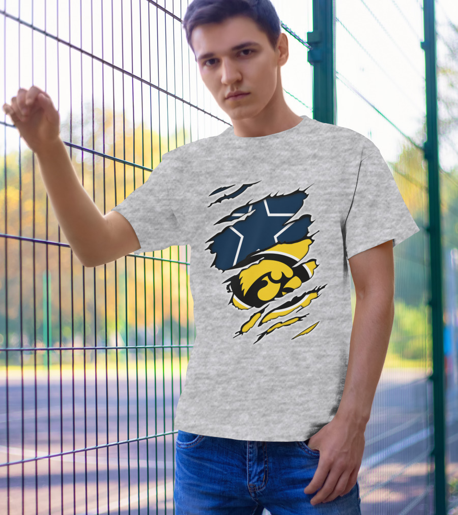 Cowboys Hawkeyes Cowboys Star And Tigerhawk Tear Combo T-Shirt