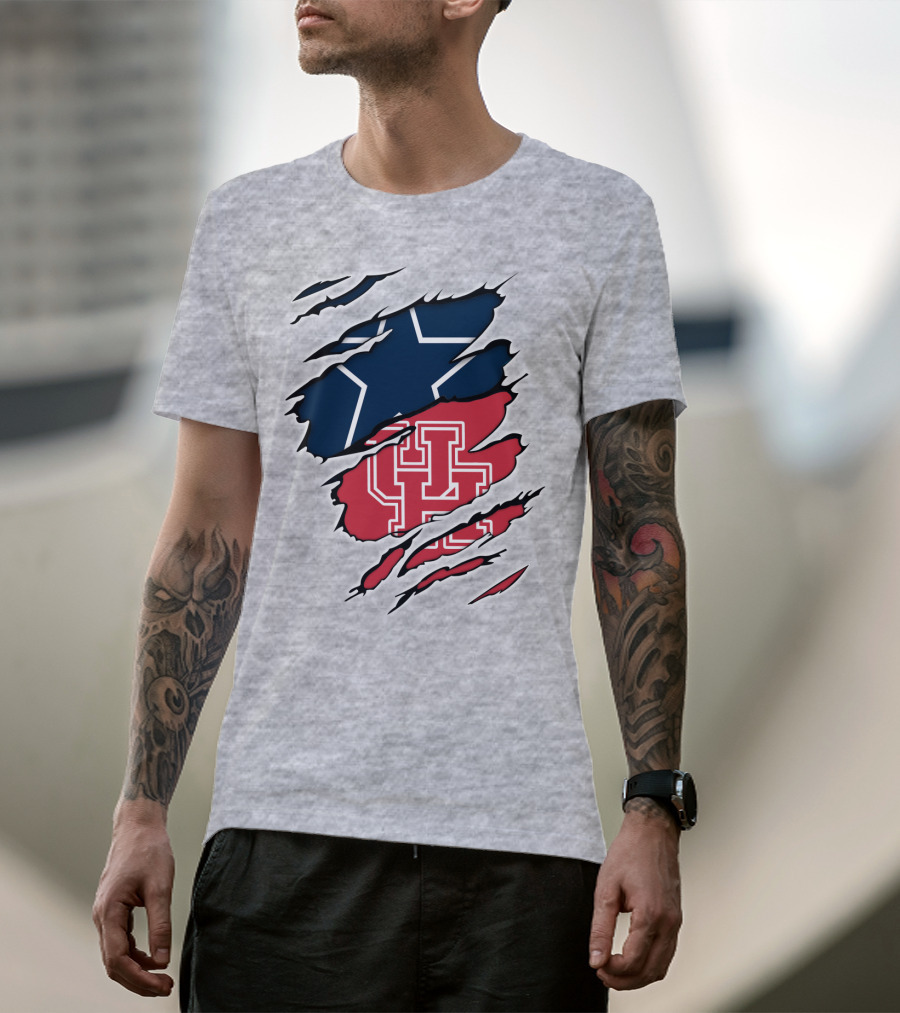 Texas Star Houston Cougars Cowboys Fan Gear T-Shirt