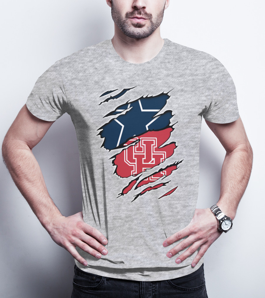 Texas Star Houston Cougars Cowboys Fan Gear T-Shirt