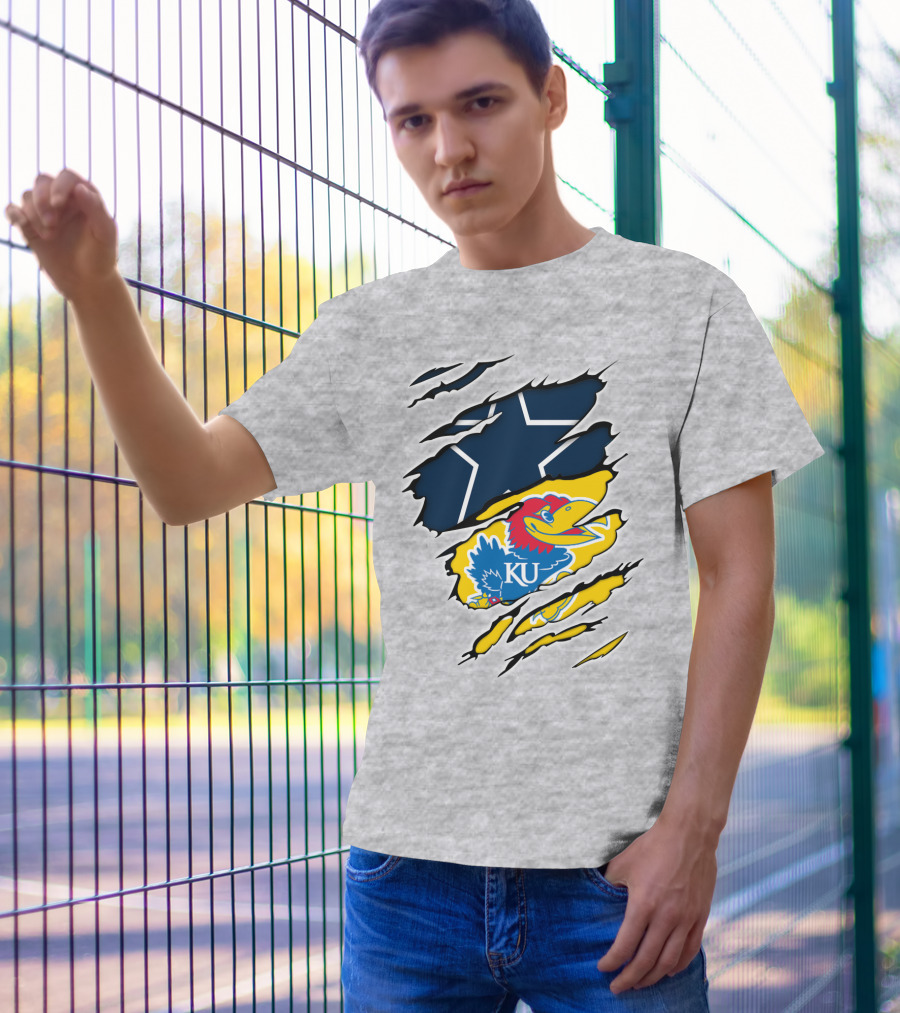 Dallas Cowboys Kansas Jayhawks Unique Blend T-Shirt