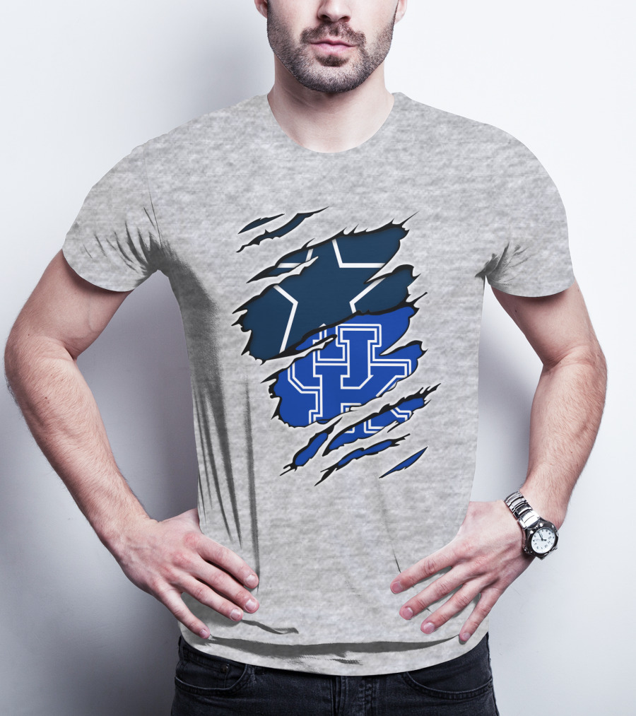 Dallas Cowboys Kentucky Wildcats Rip Effect T-Shirt