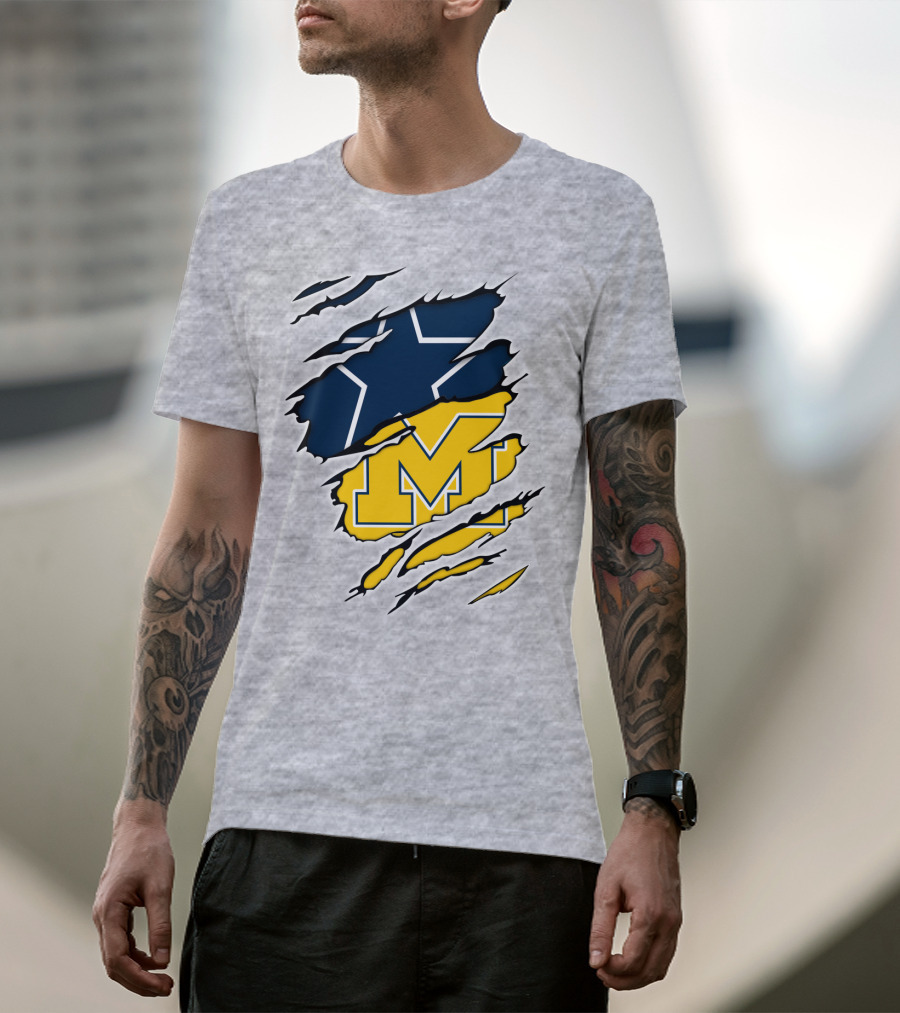Cowboys Michigan Wolverines Star Logo Fusion T-Shirt