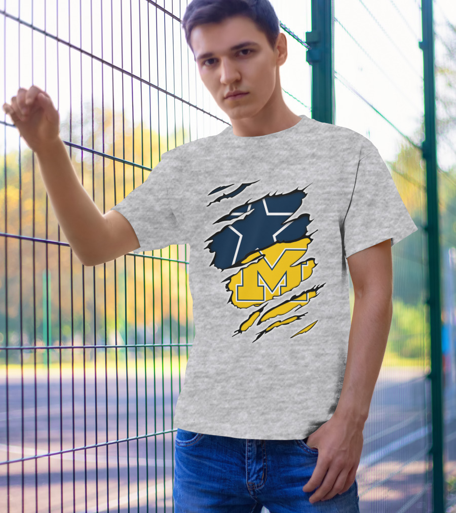 Cowboys Michigan Wolverines Star Logo Fusion T-Shirt