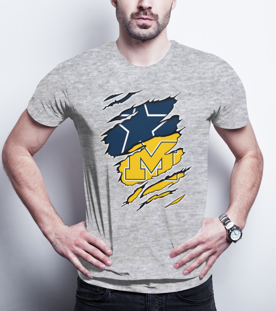 Cowboys Michigan Wolverines Star Logo Fusion T-Shirt