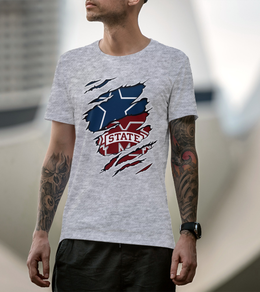 Dallas Stars And Mississippi State Cowboys Combo T-Shirt
