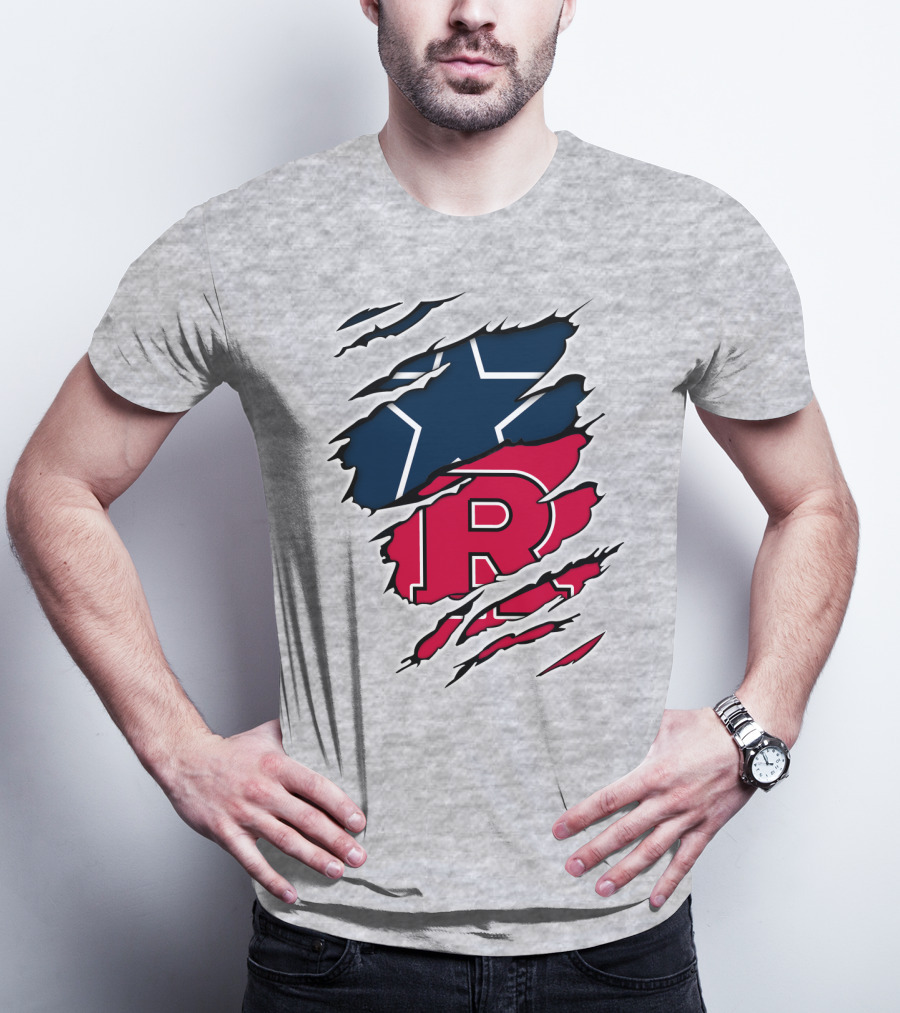 Cowboys Rutgers Ripped Star And R Logo Fusion T-Shirt