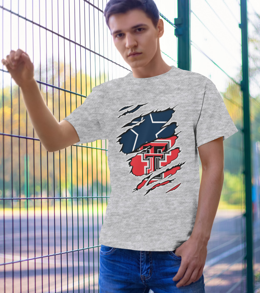 Texas Tech Cowboys Star And Double T Logo Rip T-Shirt