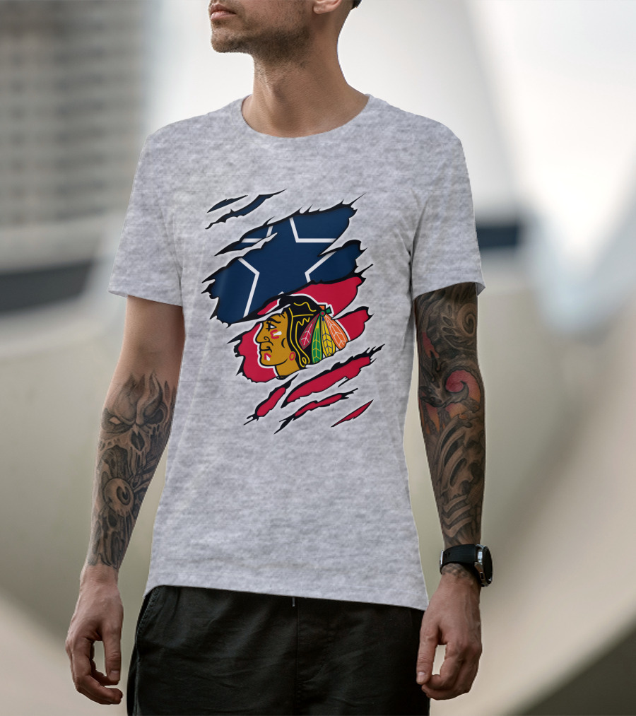 Cowboys Blackhawks Star Ripped T-Shirt