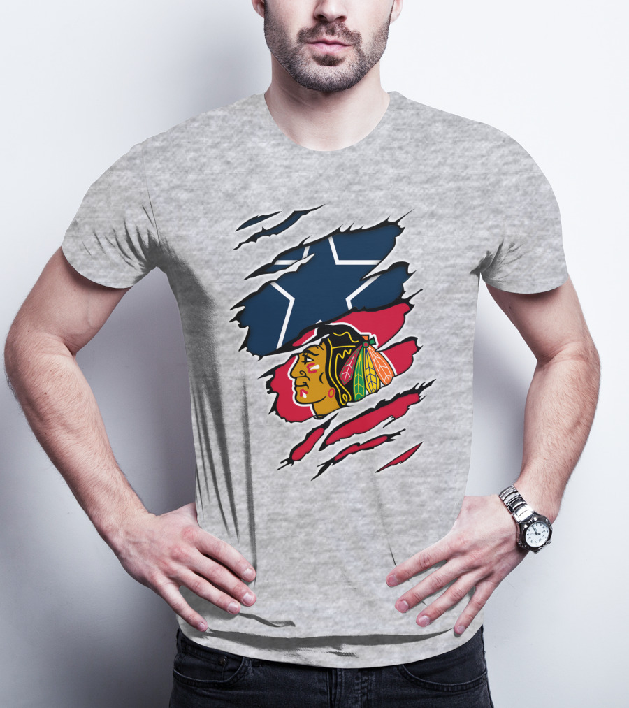 Cowboys Blackhawks Star Ripped T-Shirt