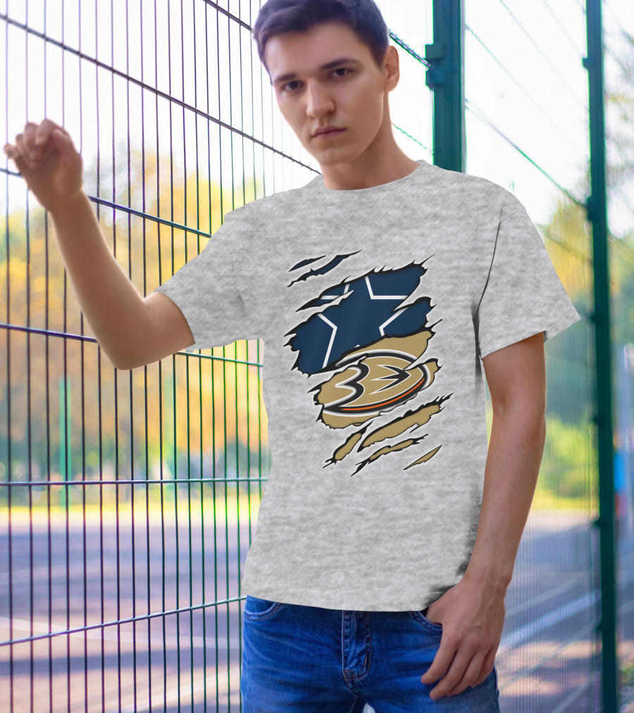 Cowboys Anaheim Ducks Logo Mashup T-Shirt