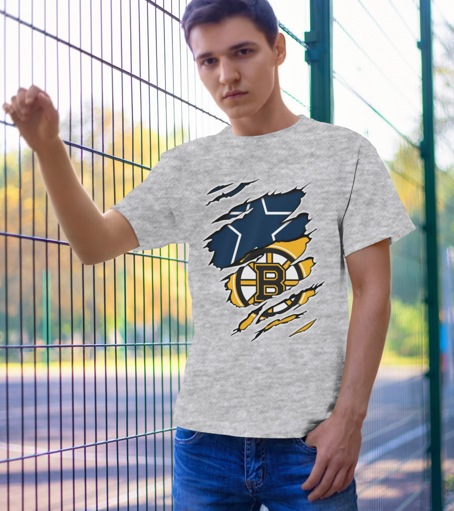 Dallas Cowboys Boston Bruins Fan Crossover T-Shirt