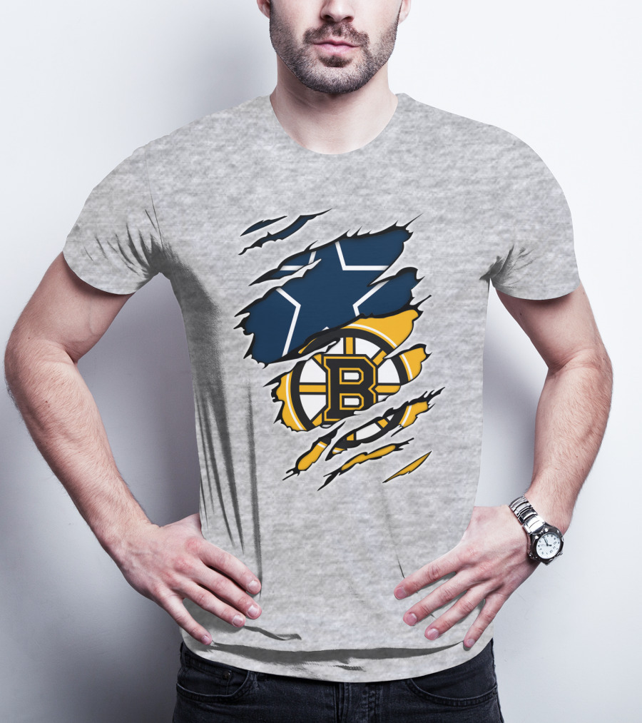 Dallas Cowboys Boston Bruins Fan Crossover T-Shirt