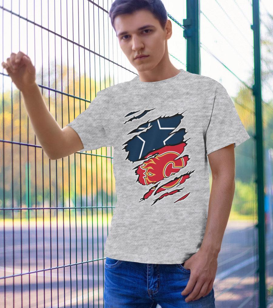 Dallas Cowboys Calgary Flames Rivalry Crossover T-Shirt