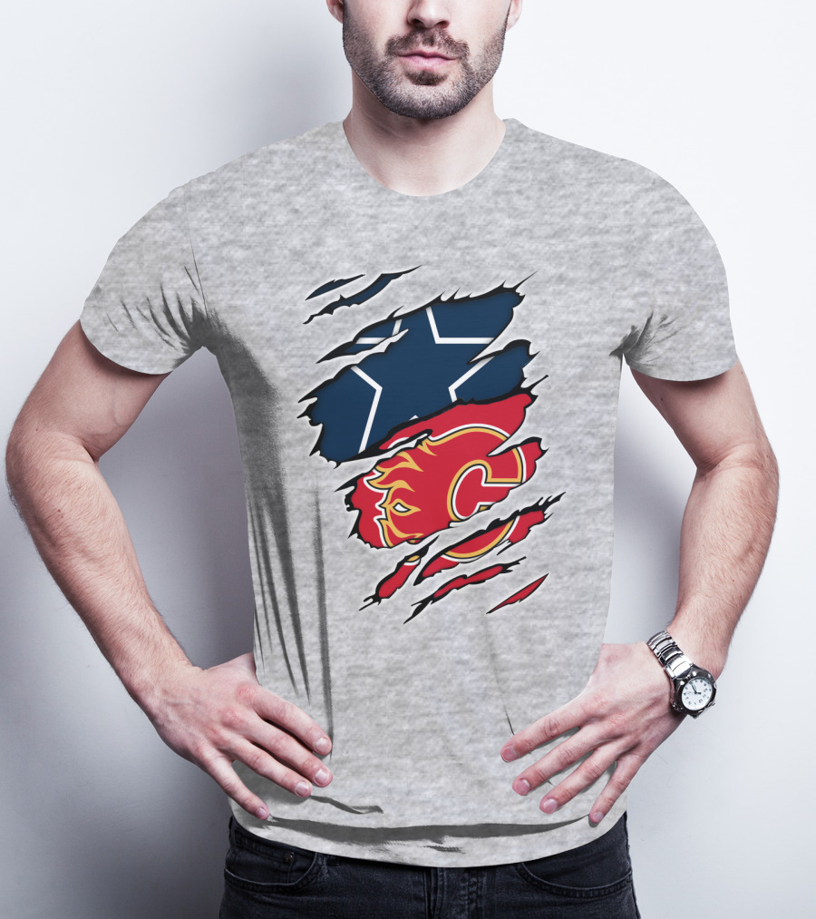 Dallas Cowboys Calgary Flames Rivalry Crossover T-Shirt