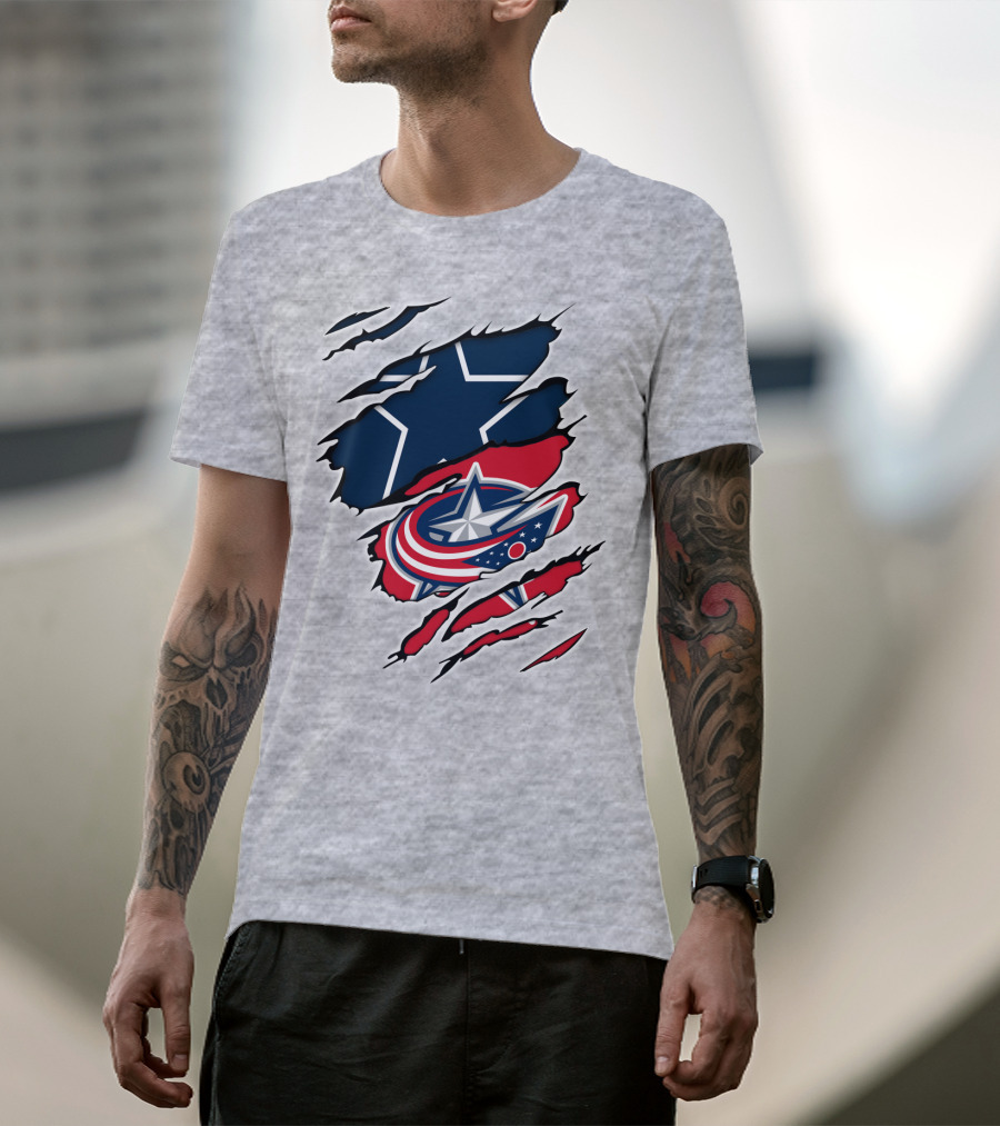 Dallas Cowboys Columbus Blue Jackets Fan Crossover T-Shirt