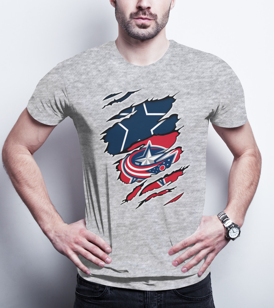 Dallas Cowboys Columbus Blue Jackets Fan Crossover T-Shirt