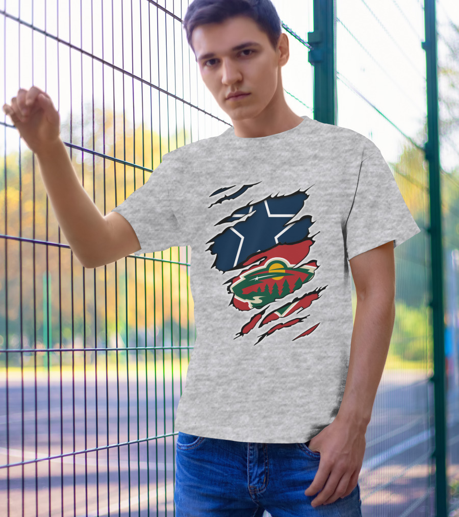 Dallas Cowboys Wild Minnesota Wild Rip Claw Marks T-Shirt