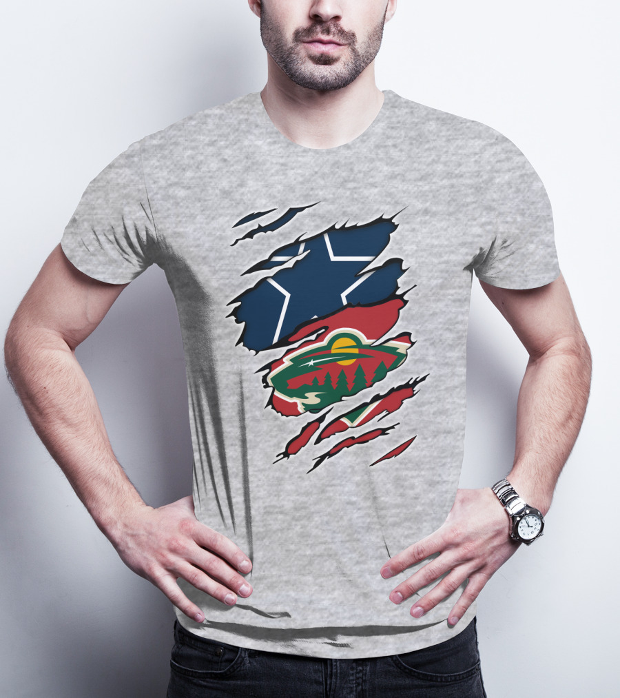 Dallas Cowboys Wild Minnesota Wild Rip Claw Marks T-Shirt