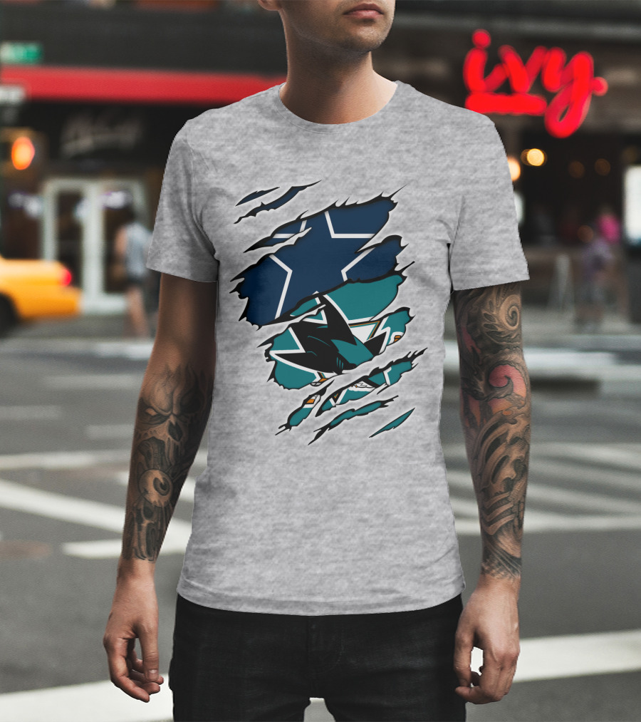 Dallas Cowboys San Jose Sharks Fan Crossover T-Shirt