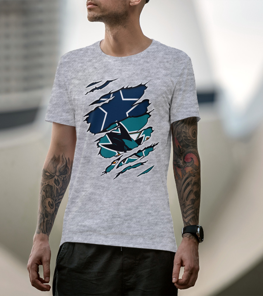 Dallas Cowboys San Jose Sharks Fan Crossover T-Shirt