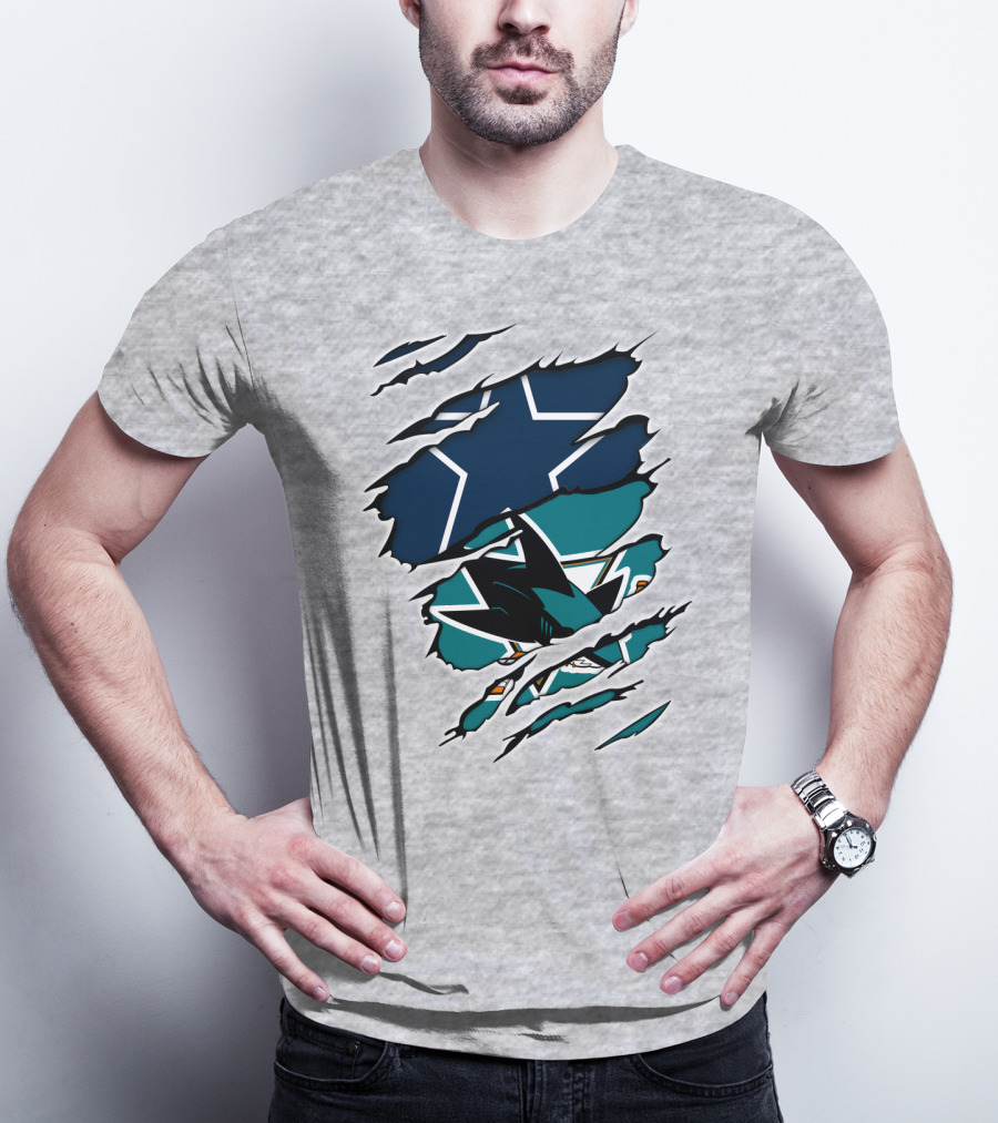 Dallas Cowboys San Jose Sharks Fan Crossover T-Shirt