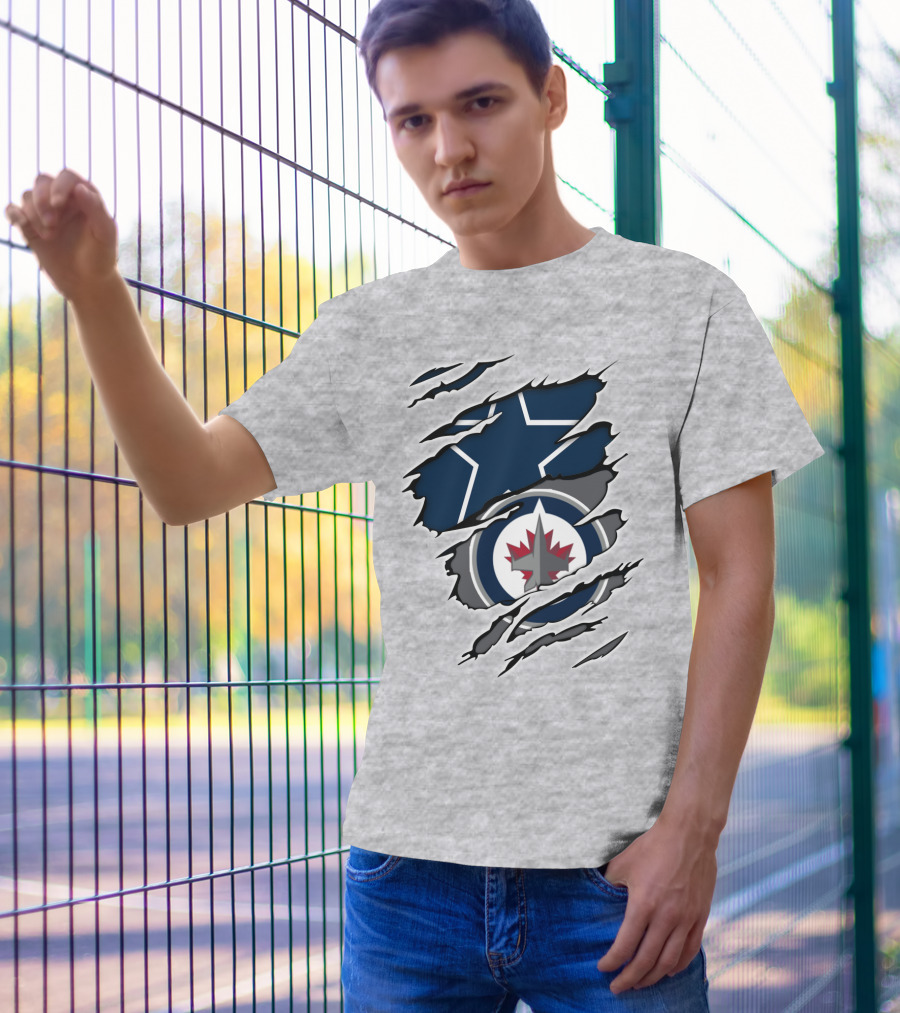 Cowboys Jets Logos Rip T-Shirt