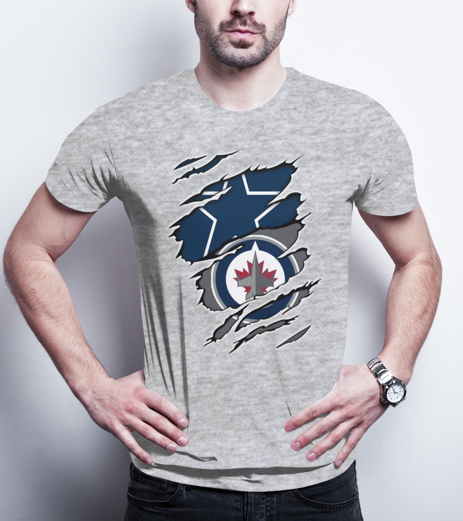 Cowboys Jets Logos Rip T-Shirt
