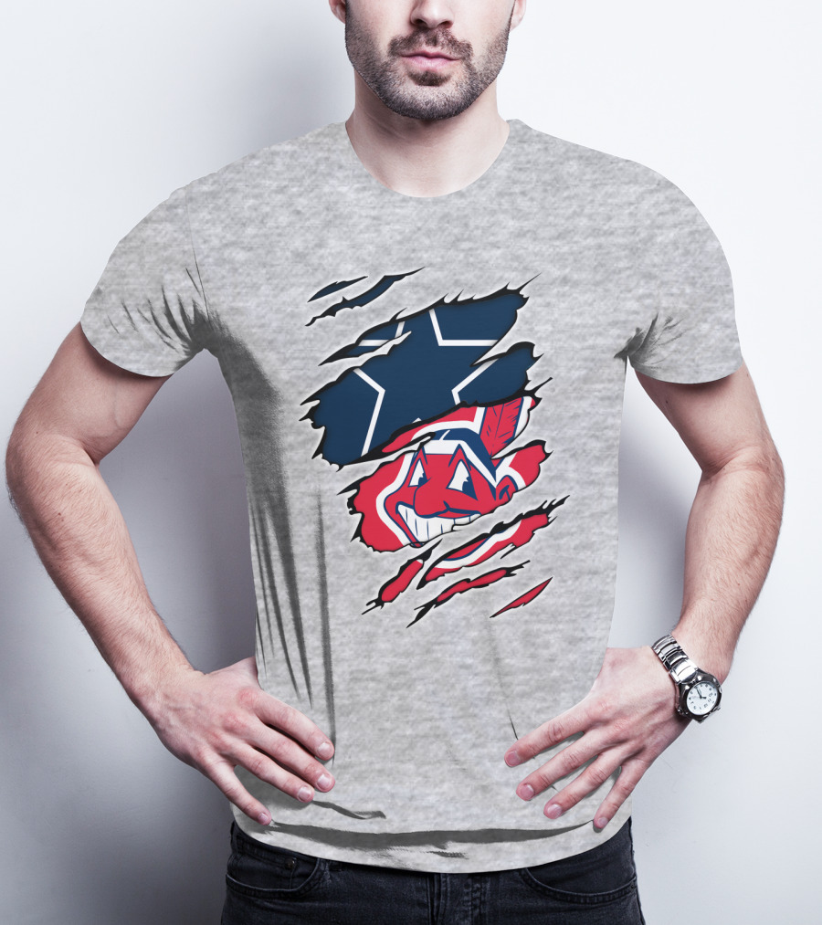 Cowboys Indians NFL MLB Collaboration Dallas Cleveland Football Baseball T-Shirt