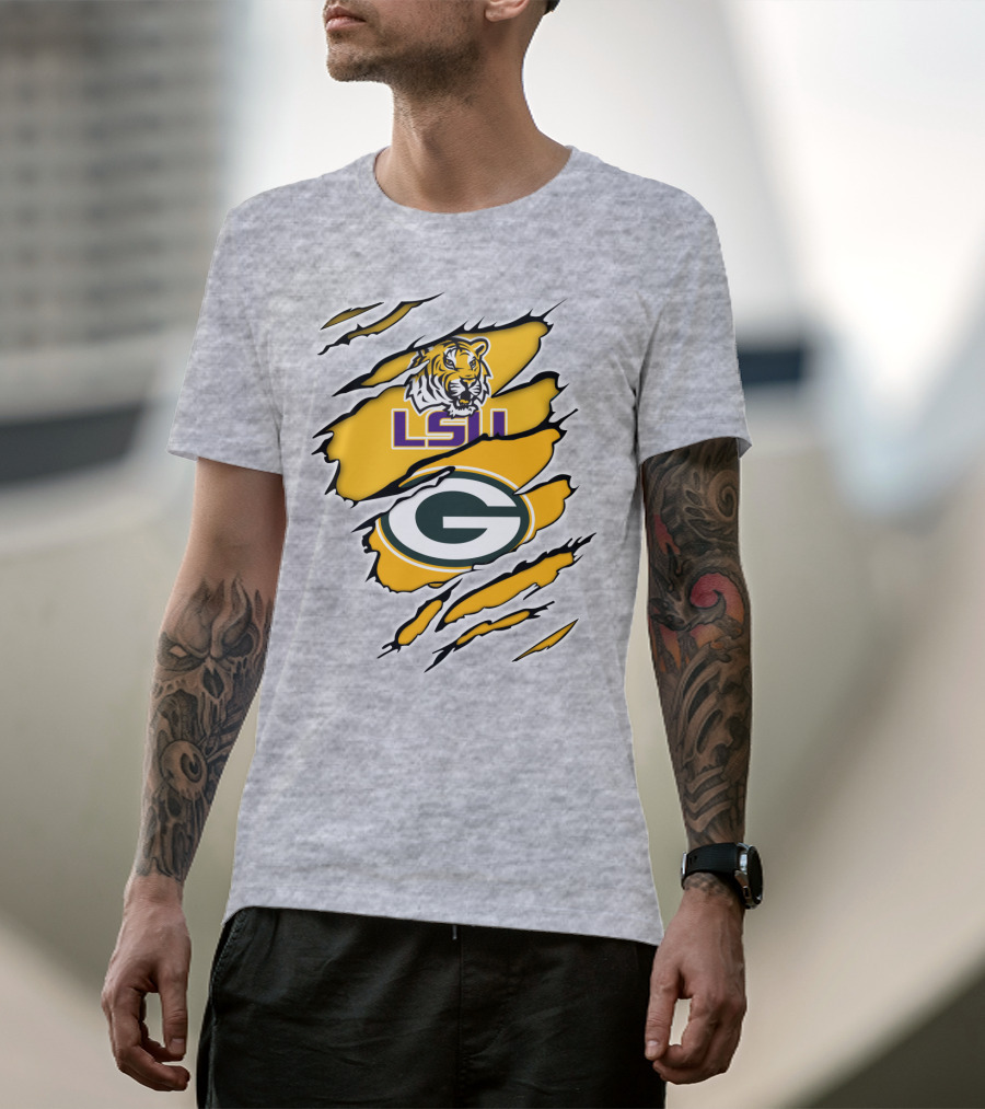 LSU Tigers Green Bay Packers Claw Marks T-Shirt