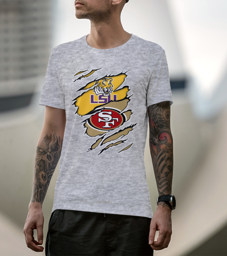 LSU Tigers San Francisco 49ers Ripped T-Shirt