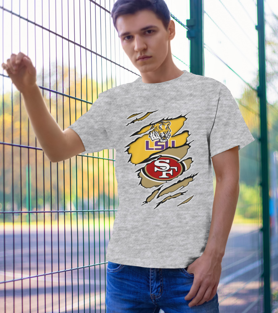 LSU Tigers San Francisco 49ers Ripped T-Shirt