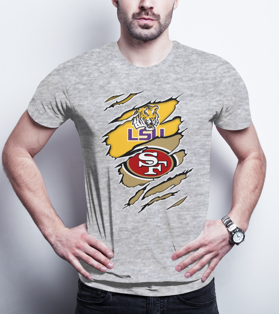 LSU Tigers San Francisco 49ers Ripped T-Shirt