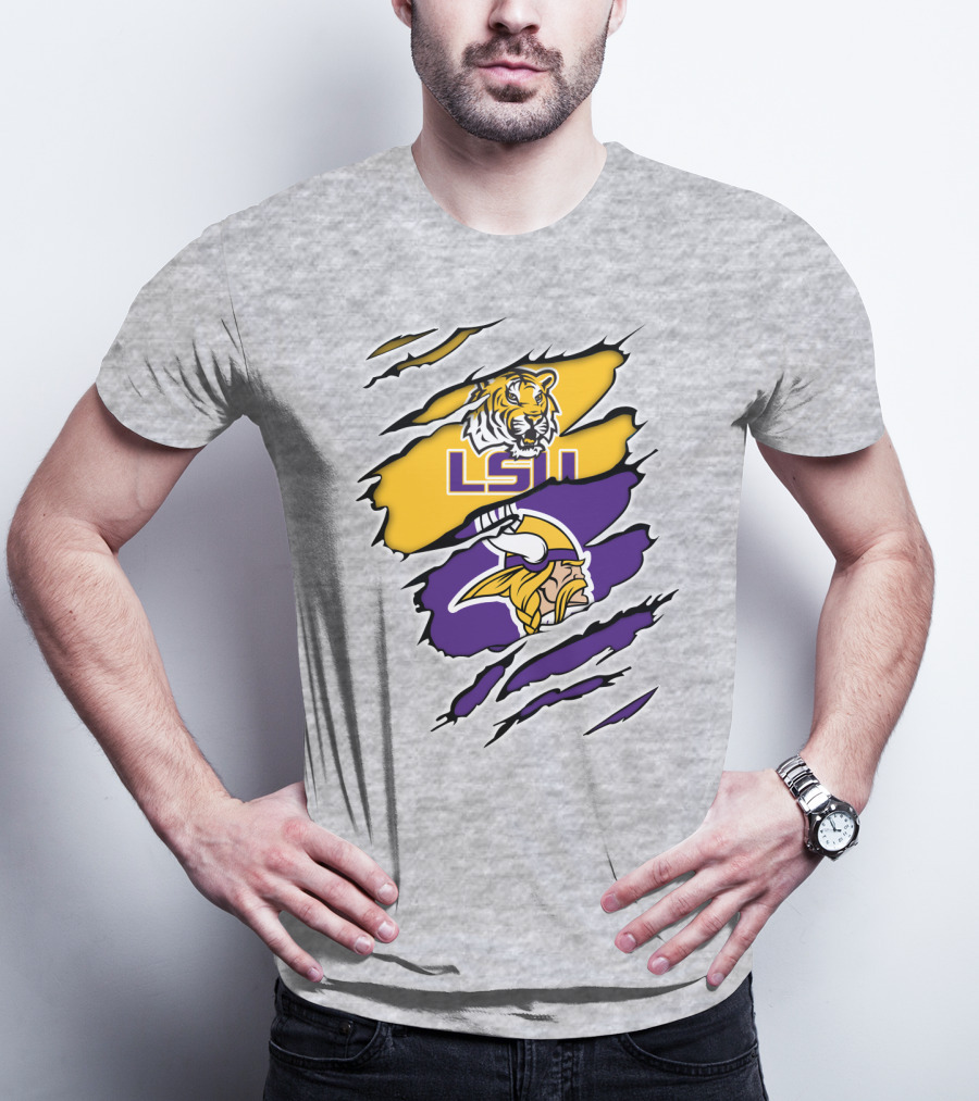 LSU Tigers Vikings Ripped T-Shirt