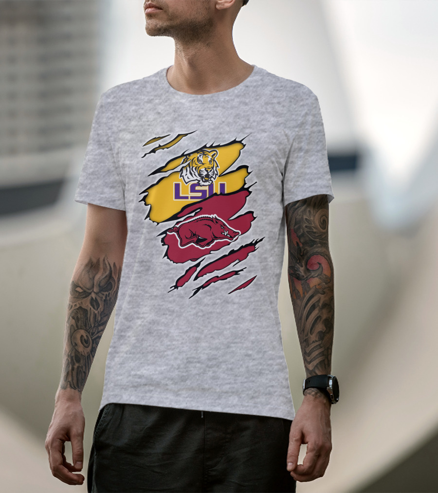 LSU Tigers Arkansas Razorbacks Rivalry Claw Marks T-Shirt