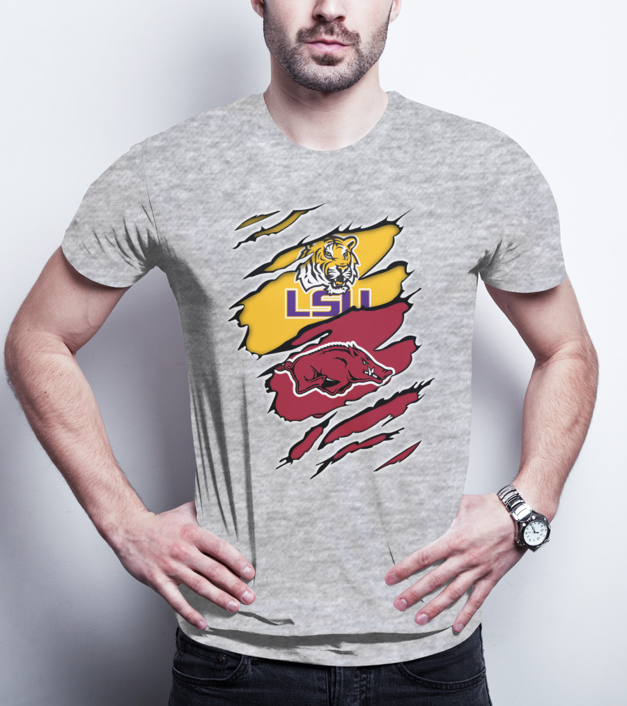 LSU Tigers Arkansas Razorbacks Rivalry Claw Marks T-Shirt
