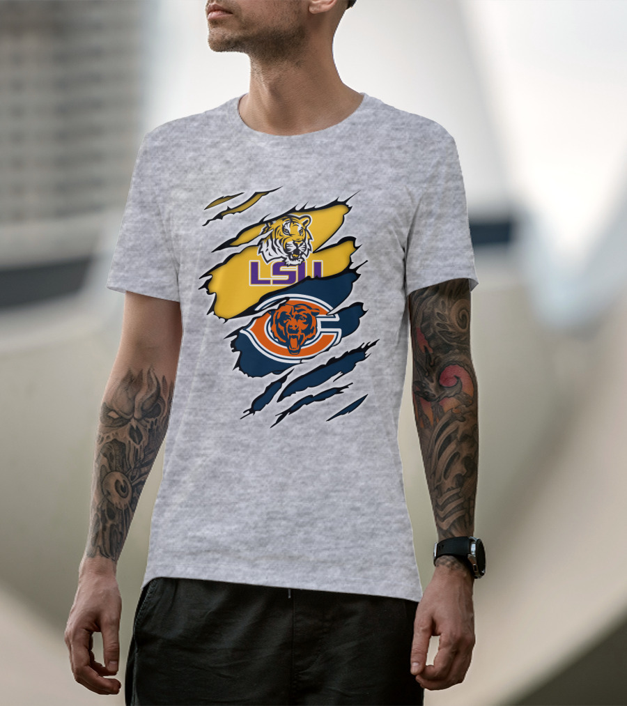 LSU Tigers Chicago Bears Claw Marks T-Shirt