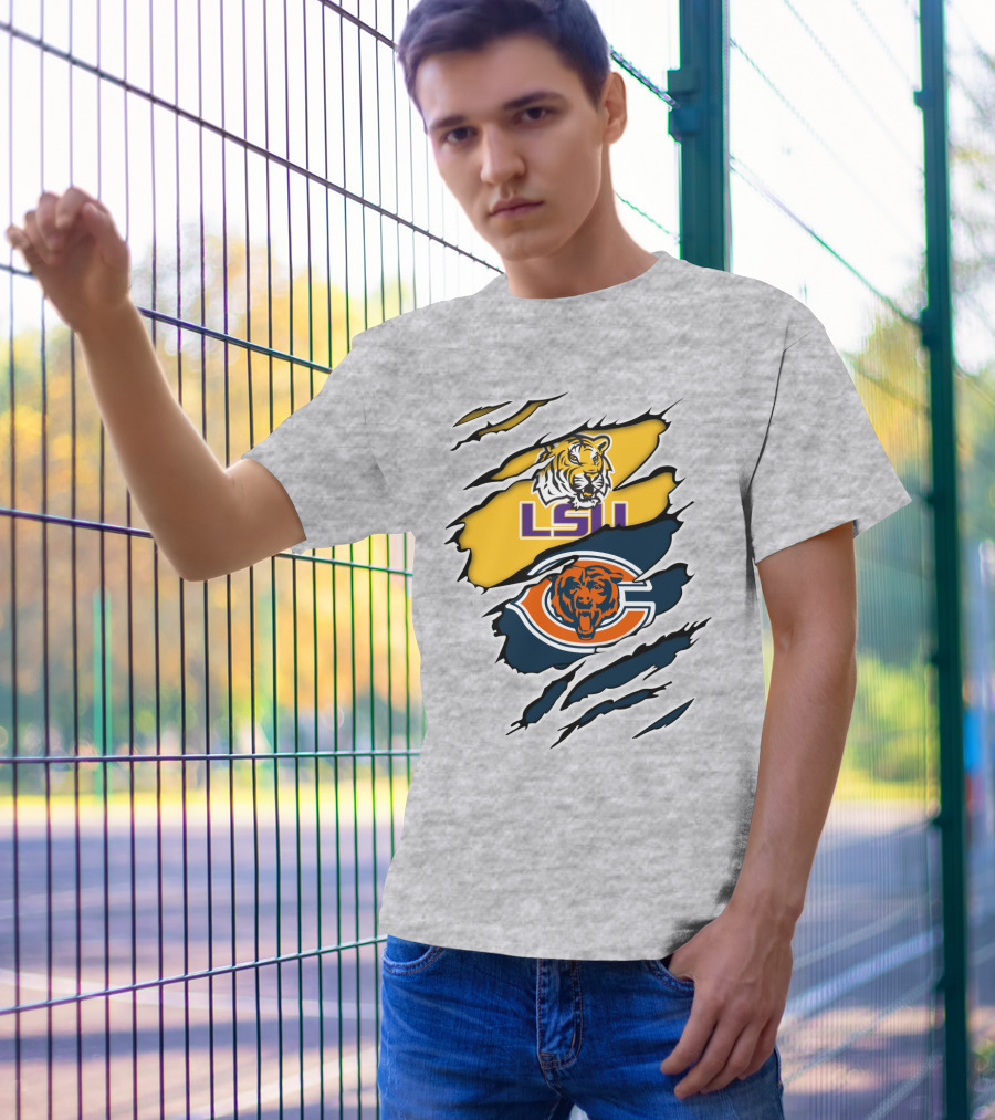 LSU Tigers Chicago Bears Claw Marks T-Shirt
