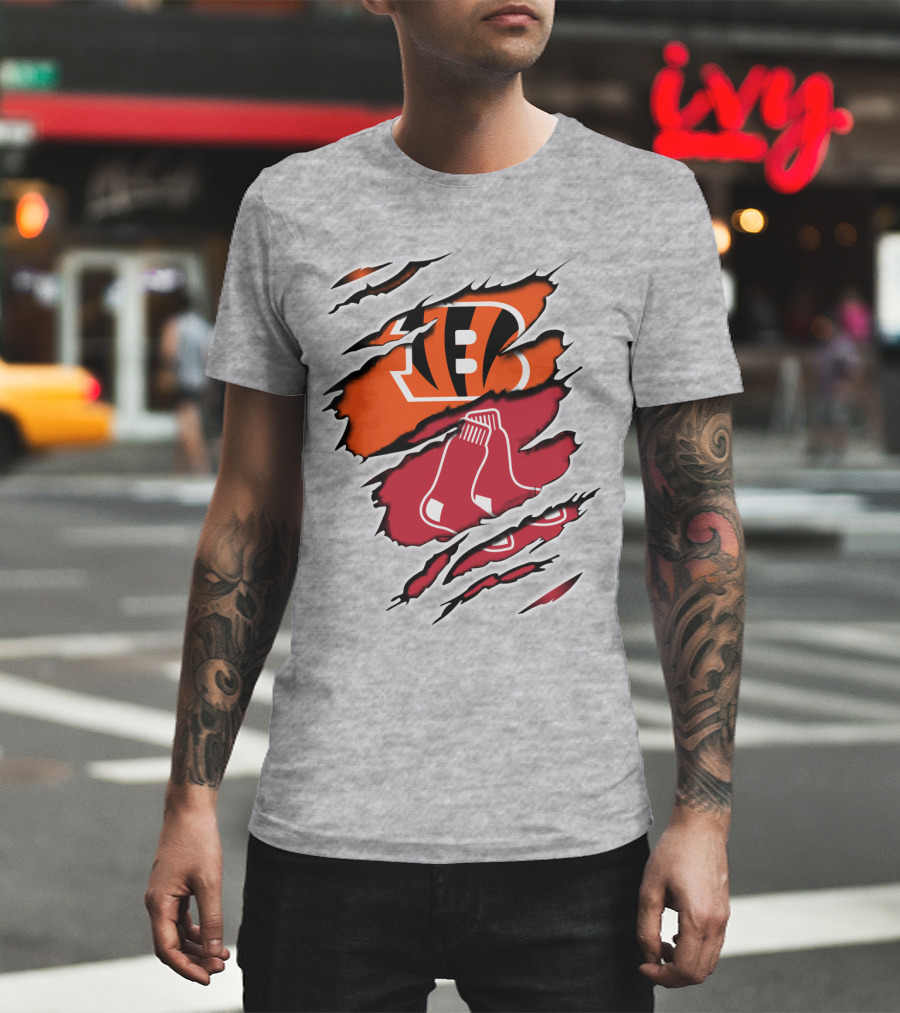 Bengals Redsox Claw Marks Logo Crossover T-Shirt