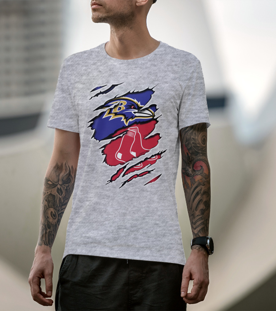 Ravens Redsox Ravens Redsox Baltimore New England T-Shirt