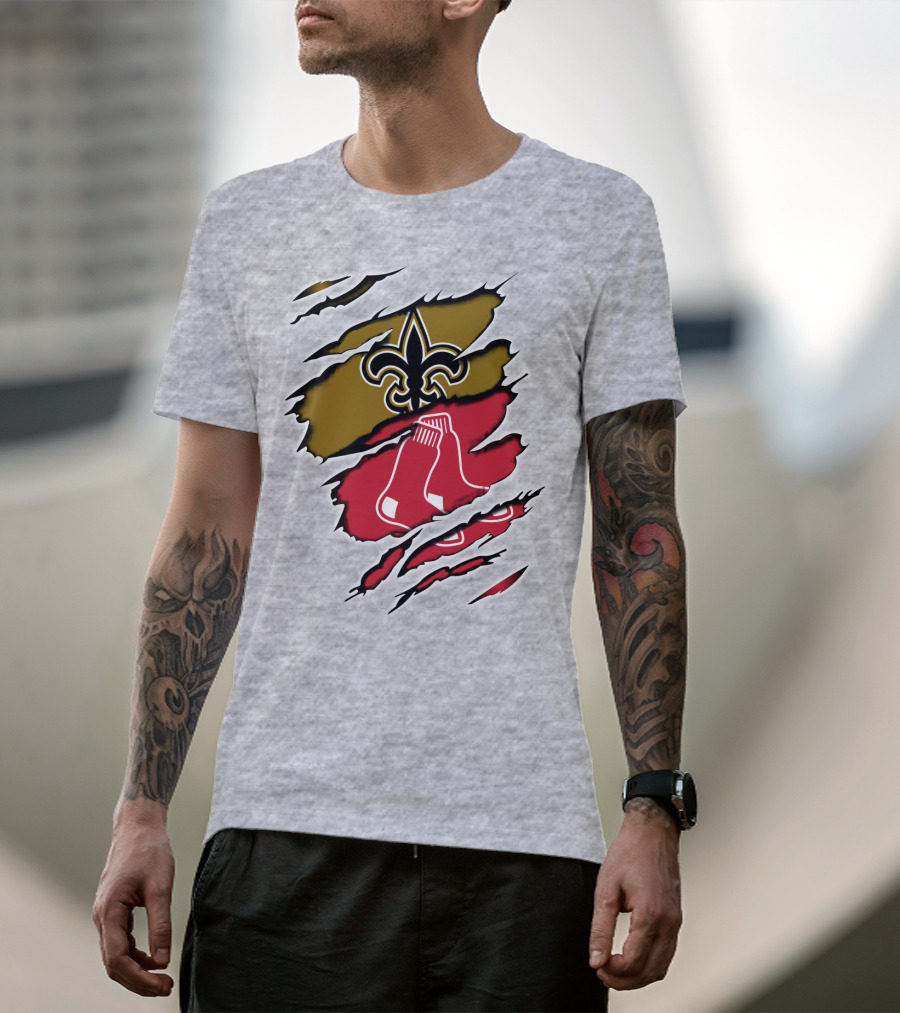 Saints Redsox Fleur-de-Lis And Red Socks Inspired T-Shirt