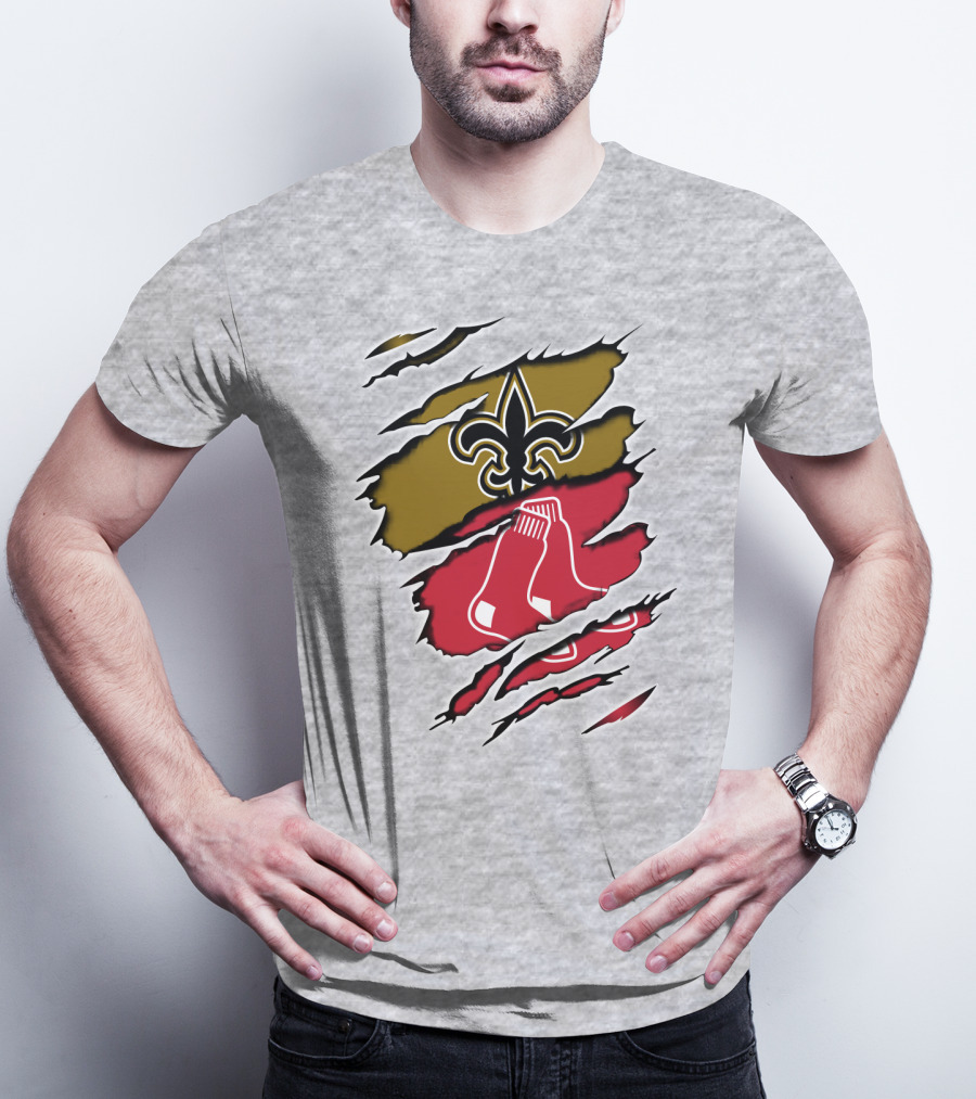 Saints Redsox Fleur-de-Lis And Red Socks Inspired T-Shirt