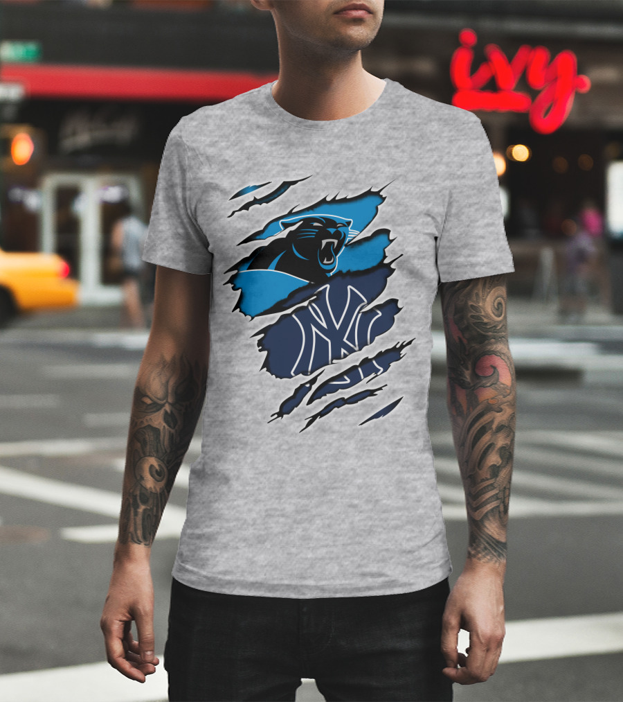 Panthers Yankees Claw Scratch Sports Fusion T-Shirt